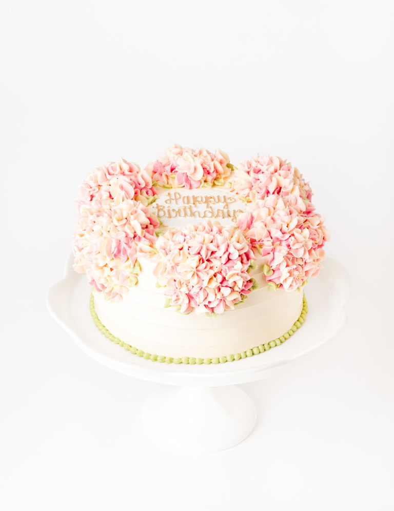 Buttercream Hydrangea Cake - Bobbette & Belle