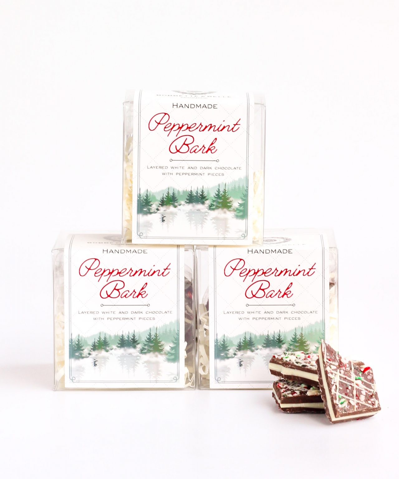 Peppermint Bark Clear Box - Bobbette & Belle