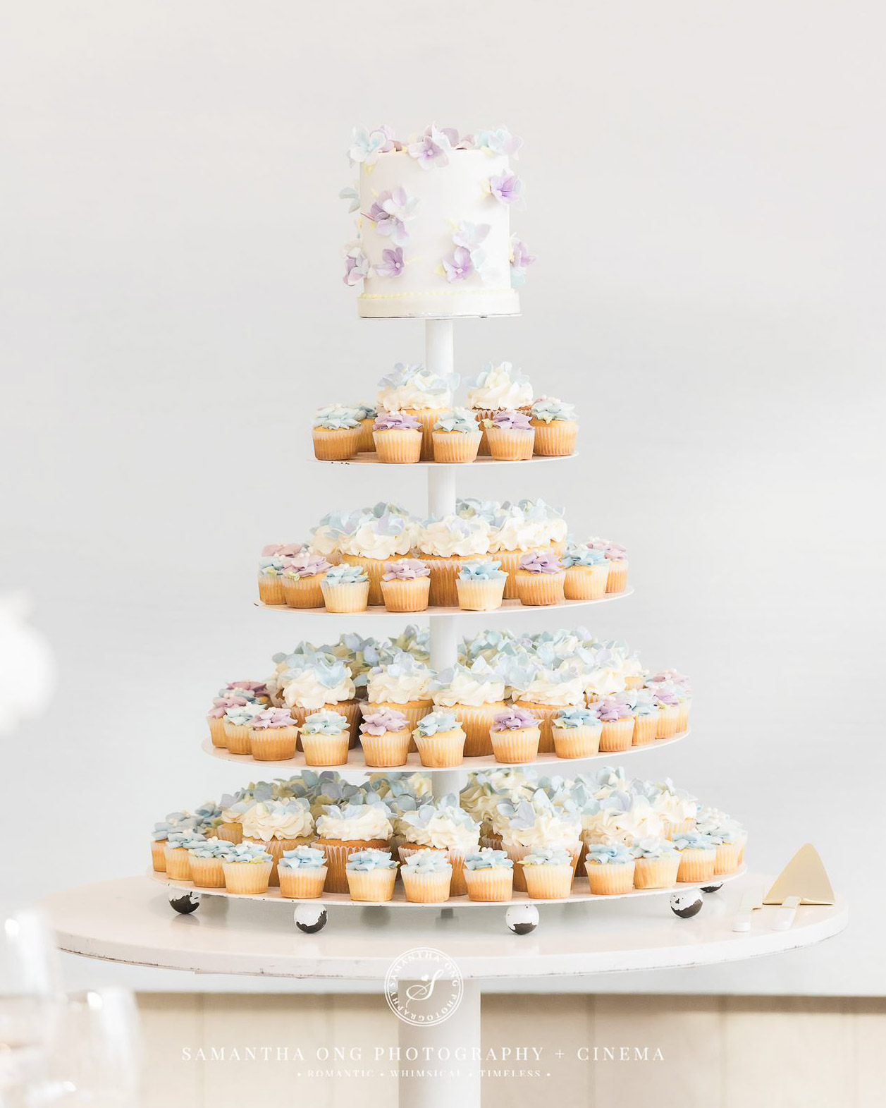 Sugar Hydrangea Cupcake Tower - Bobbette & Belle
